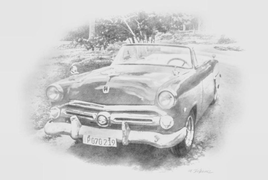 Hand-drawn Car Portrait With a Realistic Face | A3 Car Drawing for Sale ...