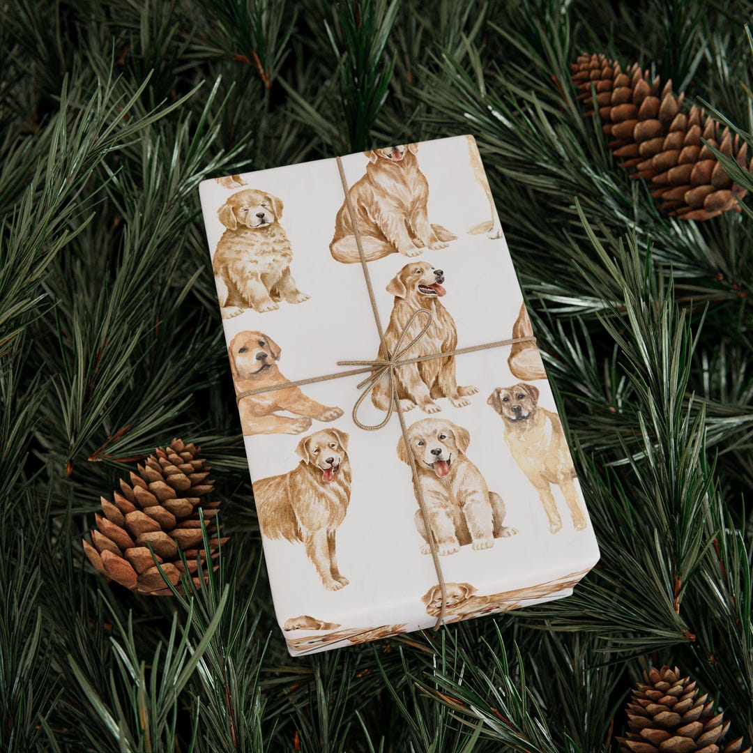 Golden Retriever Gift Wrap Golden Retriever Wrapping Paper for Golden ...