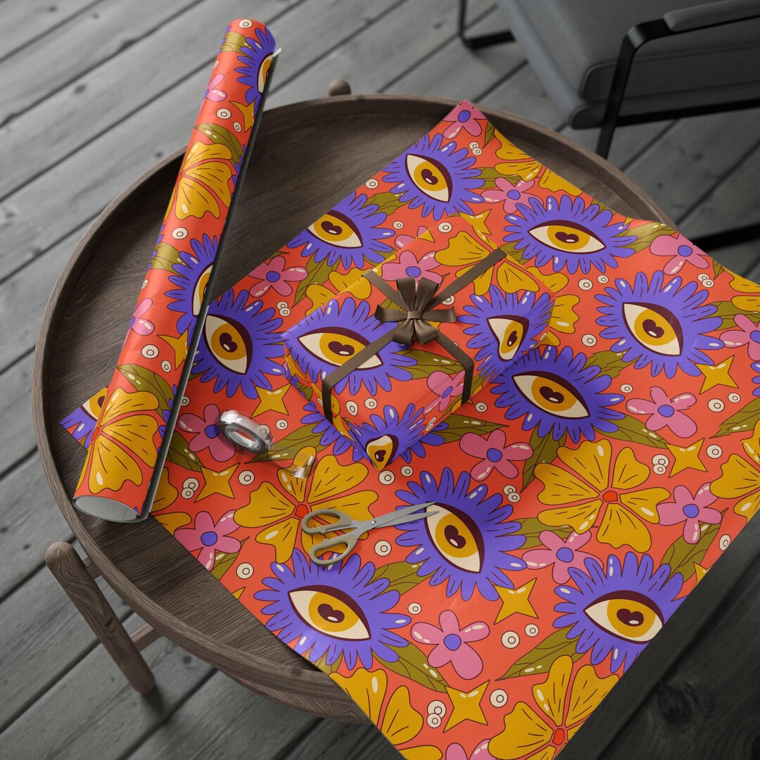 Retro Psychedelic Wrapping Paper Trippy Gift Wrap Unique Wrapping Paper ...
