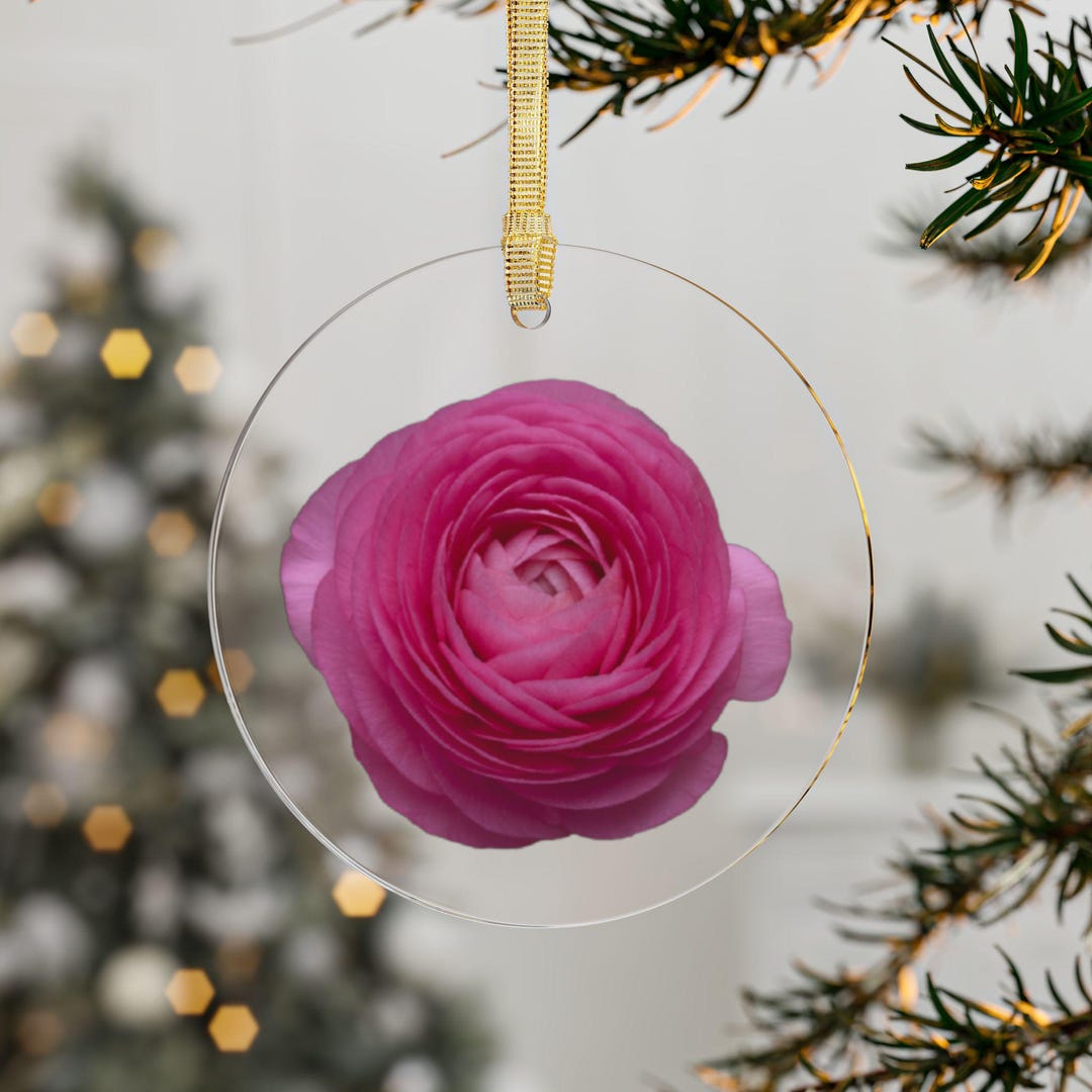 Pink Ranunculus Christmas Ornament for Ranunculus Lover Gift Acrylic ...