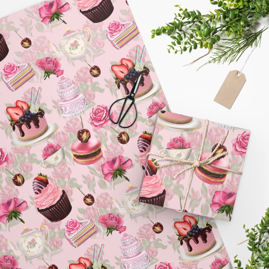 High Tea Gift Wrap Dessert Wrapping Paper Tea Party Gift Wrap Tea Party ...