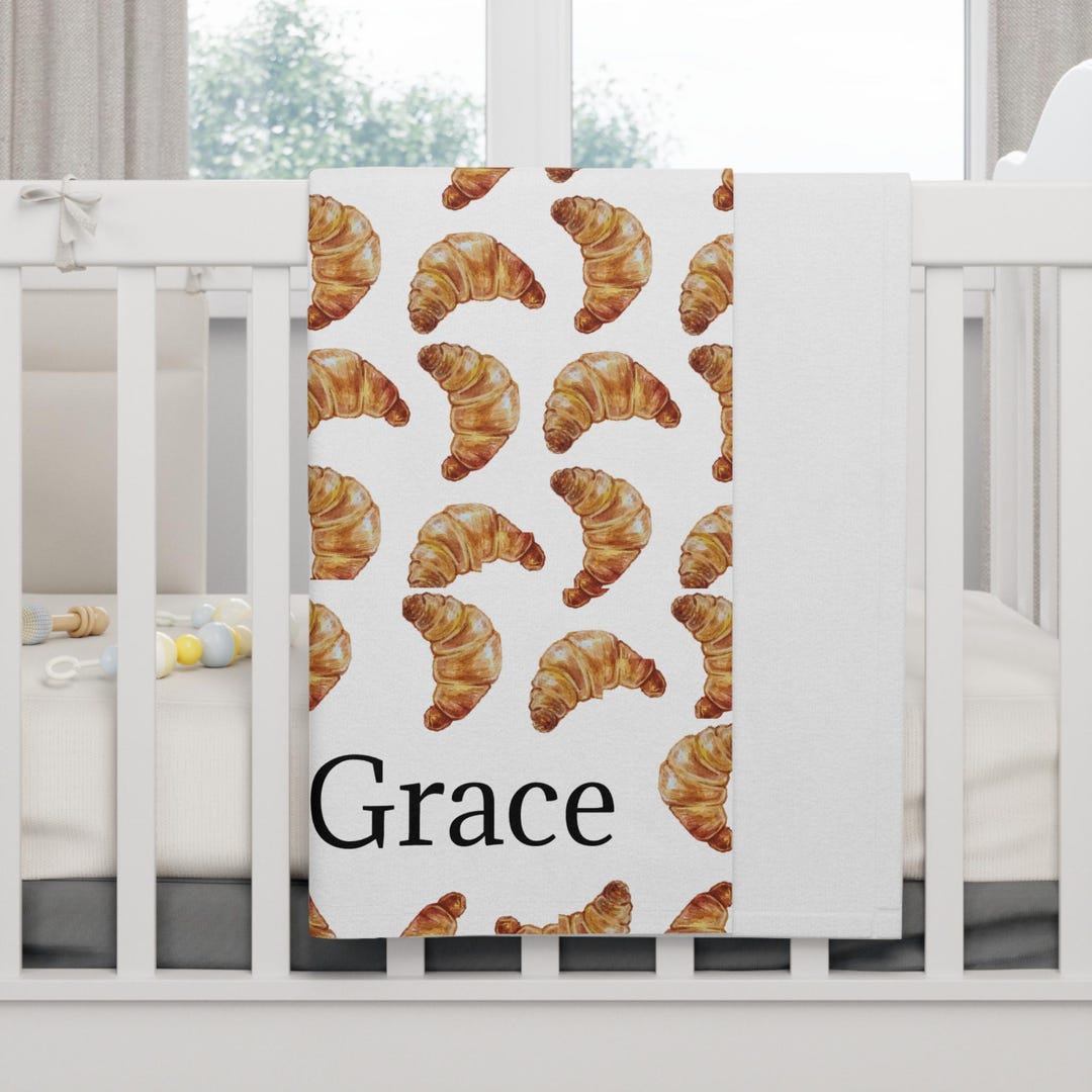 Personalized Cute Croissant Fleece Baby Blanket Baby Shower Gift ...