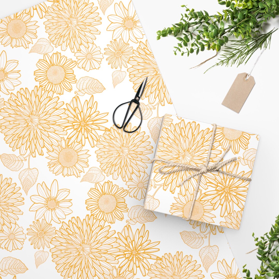 Soft Sunflower Wrapping Paper Floral Gift Wrap Sunflower Wrapping Paper ...