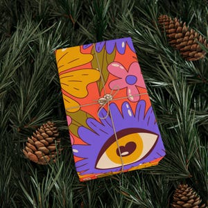 Retro Psychedelic Wrapping Paper Trippy Gift Wrap Unique Wrapping Paper ...