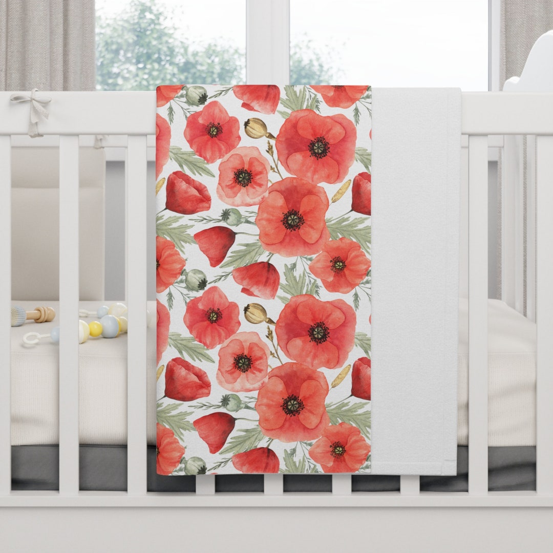 Pretty Poppies Baby Blanket for Floral Nursery Blanket for Baby Girl ...
