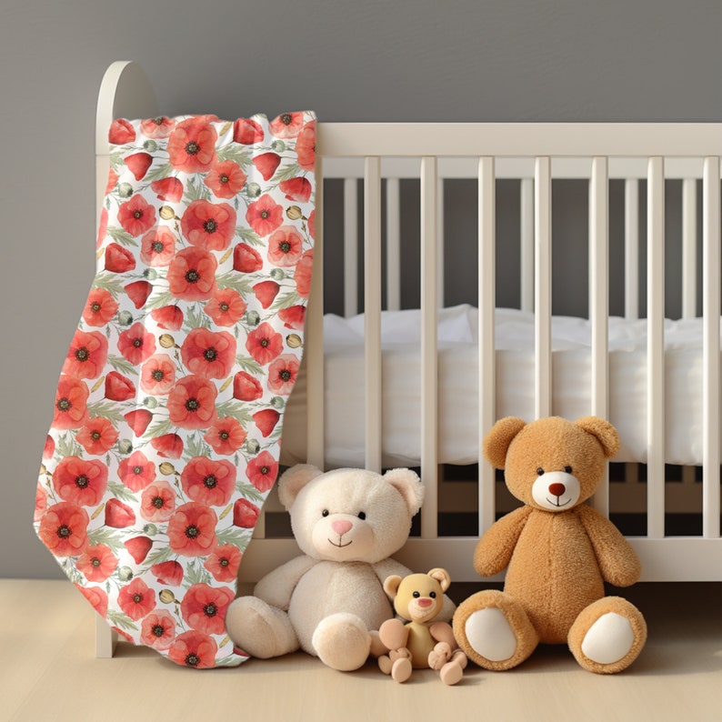 Pretty Poppies Baby Blanket for Floral Nursery Blanket for Baby Girl ...