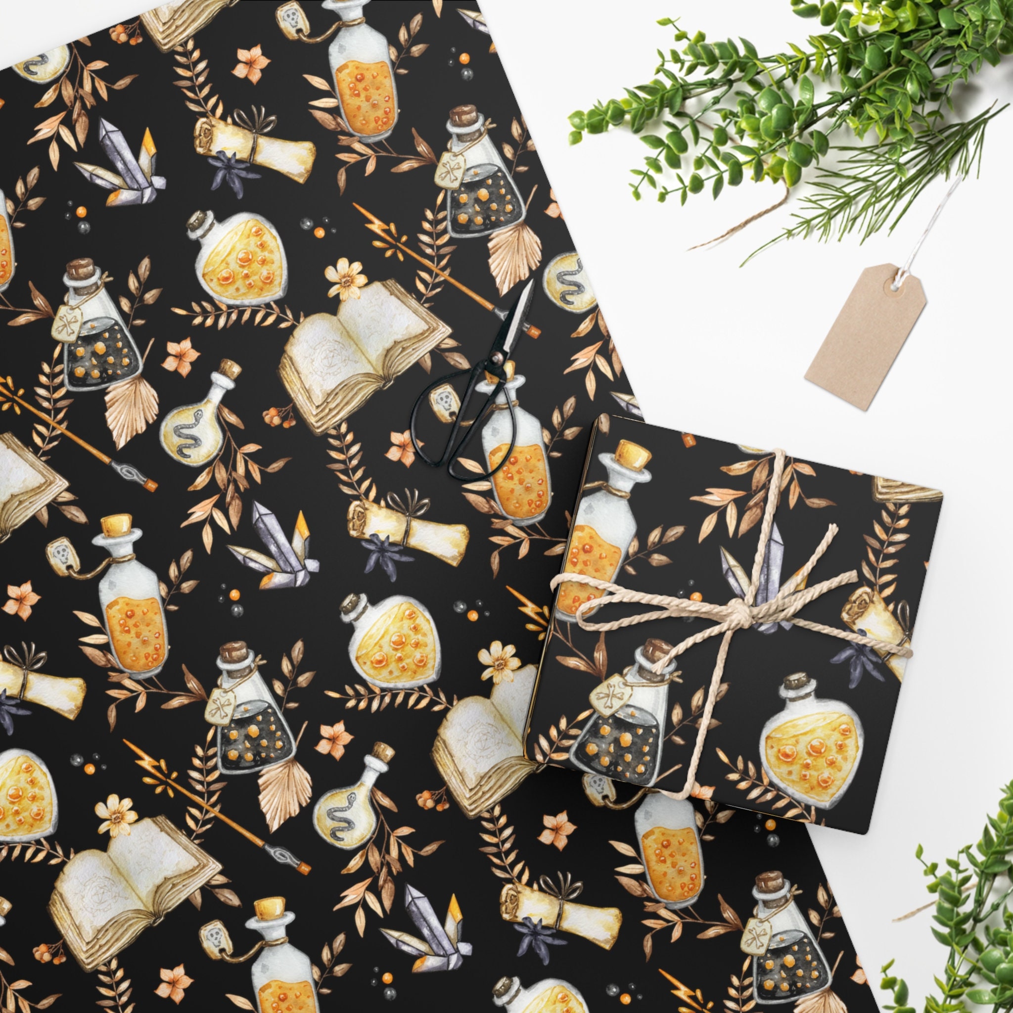 Cottagecore Halloween Gift Wrap Witch Gift Wrap Halloween Wrapping ...
