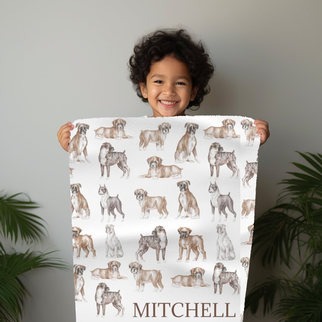 Personalized Boxer Baby Blanket Boxer Baby Swaddle Boxer Nursery Decor ...