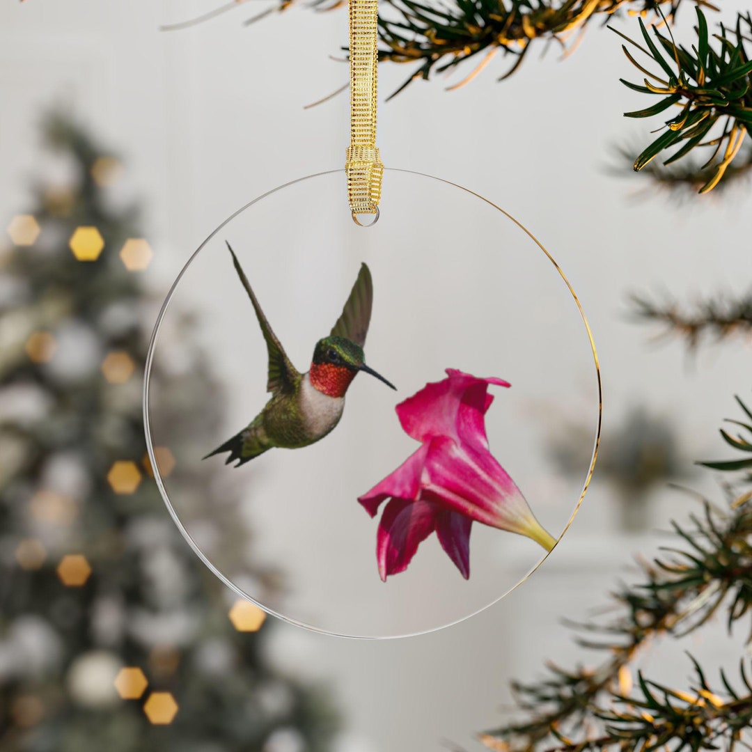 Hummingbird Flower Ornament for Hummingbird Lover Gift Acrylic ...