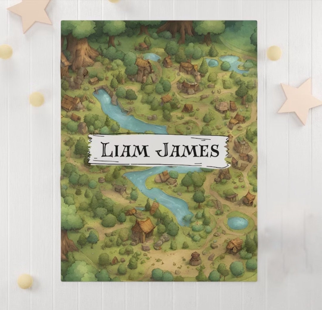 Map of the Woodland Personalized Baby Blanket for Baby Boy Swaddle ...