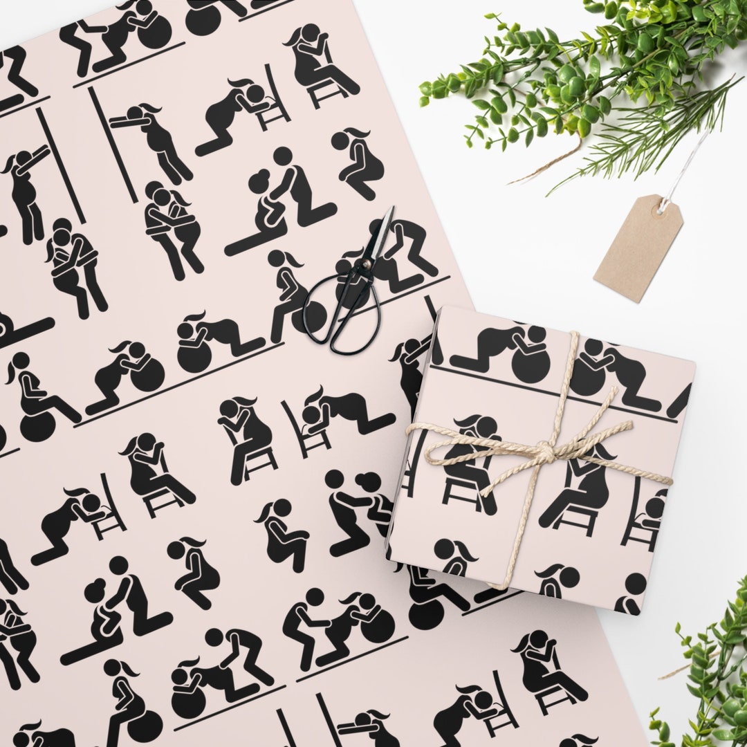 Birthing Positions Gift Wrap Fertility Gift Wrap Home Birth Gift Doula ...