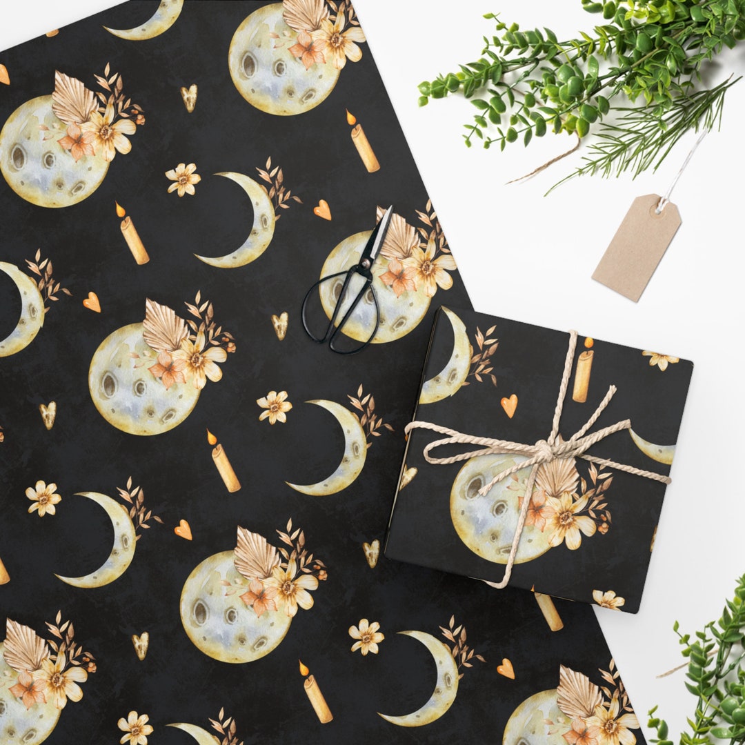 Dark Cottagecore Wrapping Paper Halloween Wrapping Paper Bohemian Moon ...