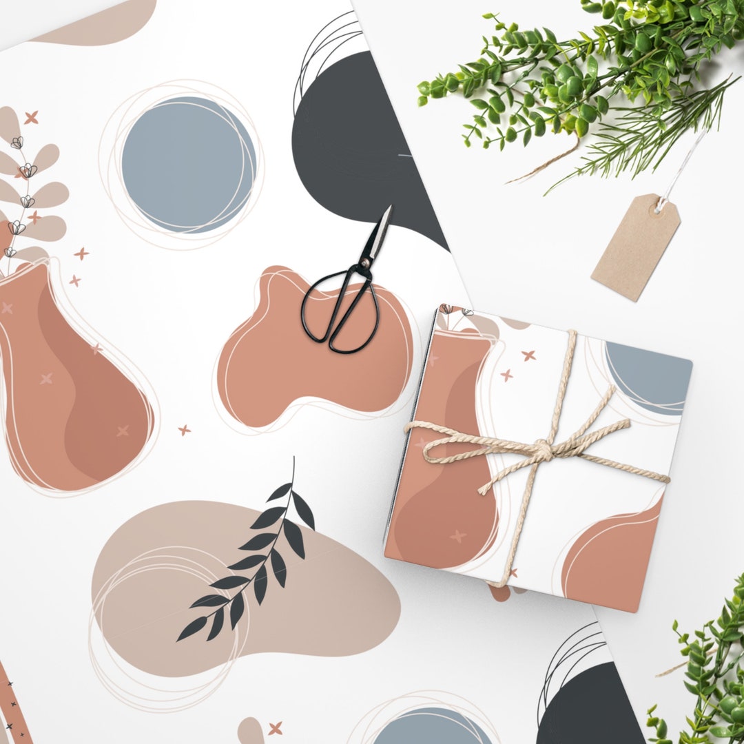 Natural Elements Boho Wrapping Paper, Unique Gift Wrap, Botanical Gift ...