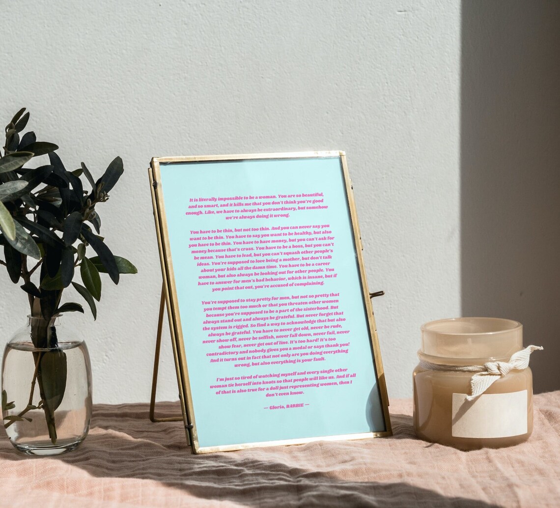 Barbie Movie Quote / Gloria Speech / Barbie / Gift for Friend ...