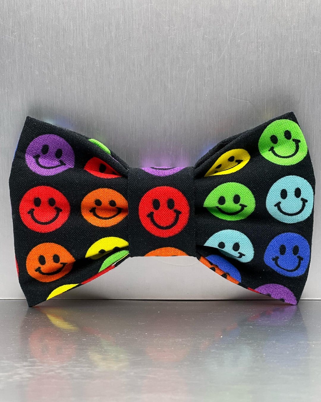 Smiley Face Dog Bow Ties, Rainbow Smiley Face Dog Bow Ties,pride Bow ...