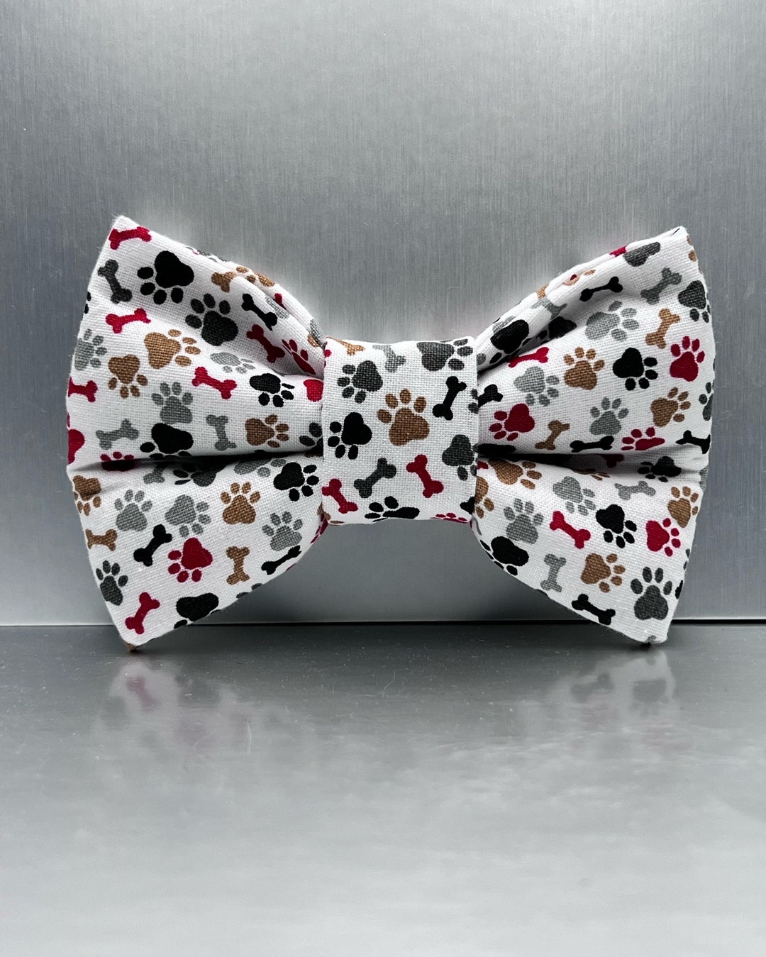 Dog Bones and Paws Bow Tie. Dog Bow Ties, Pet Bows, Paws Prints Bowtie ...