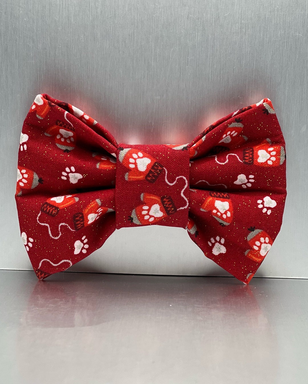 Mitten Dog Bow Tie, Christmas Dog Bow Tie , Christmas Cat Bow Tie, Red ...