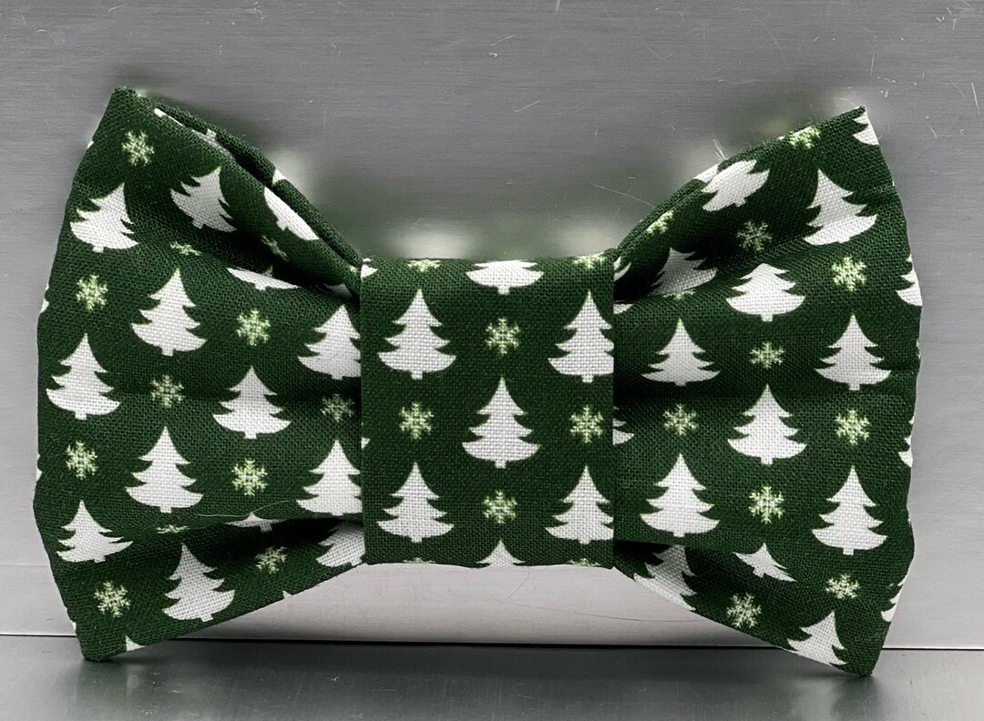 Christmas Tree Dog Bow Tie, Green Holiday Dog Bow, Winter Pet Accessory ...