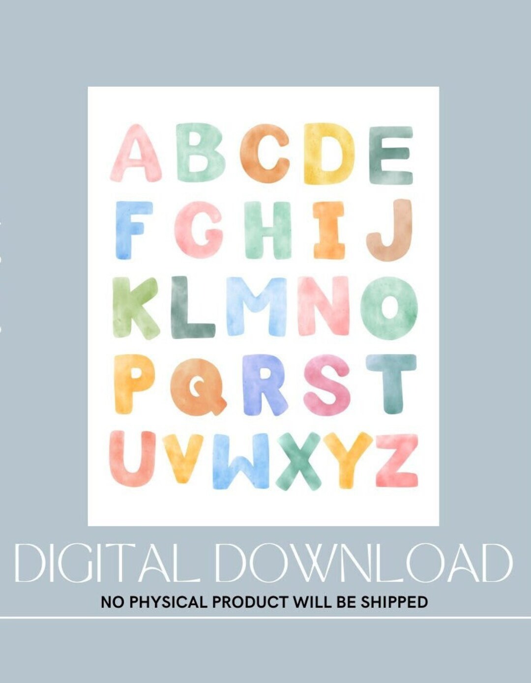 Watercolor Alphabet Print, Nursery Decor, Nursery Wall Art, Children's ...