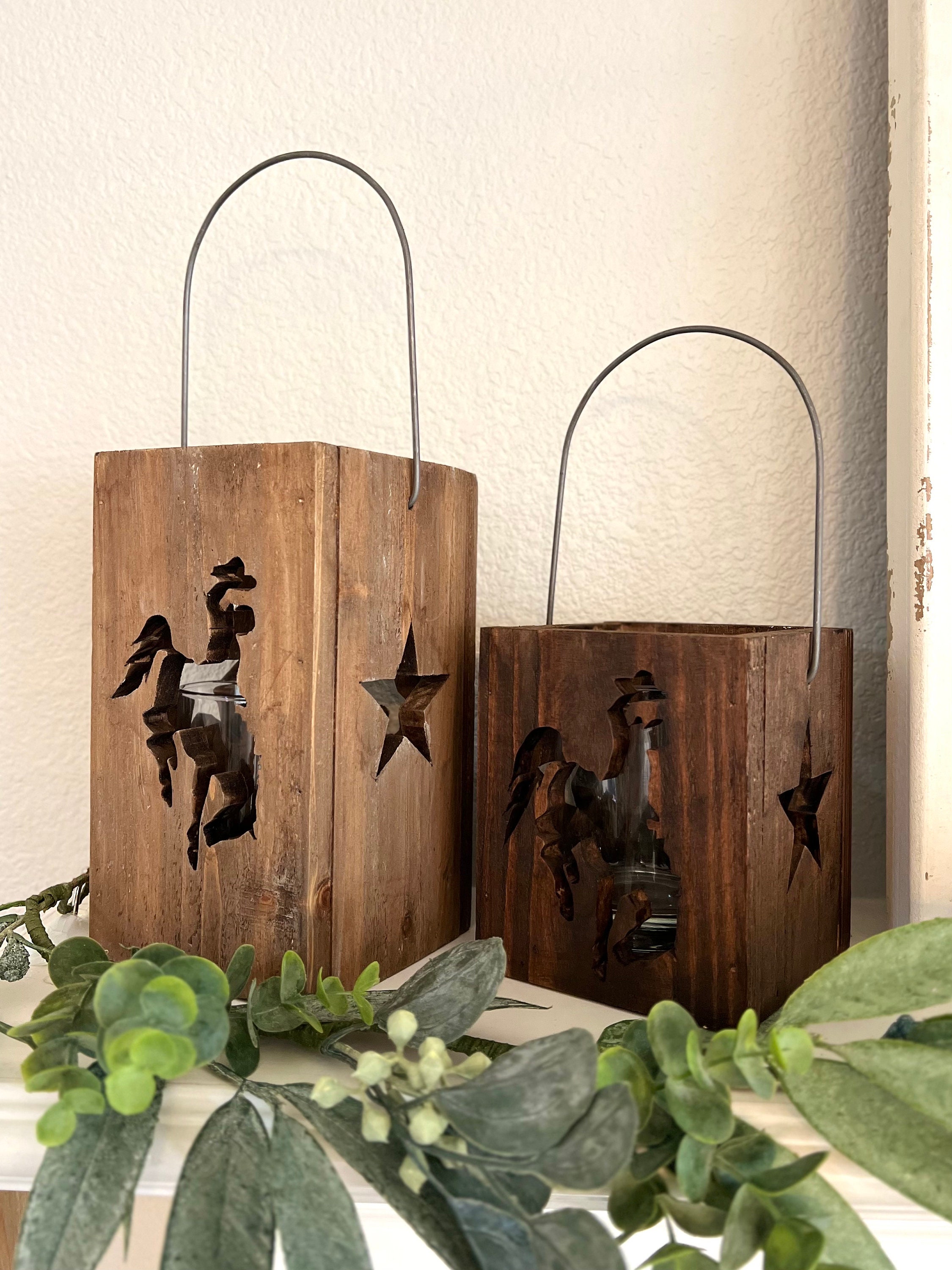Wooden Cowboy and Star Candle Lantern - Etsy