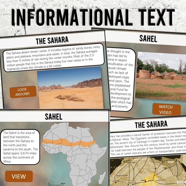 Africa Virtual Field Trip, Sahara Desert, Sahel, Geography Activity ...
