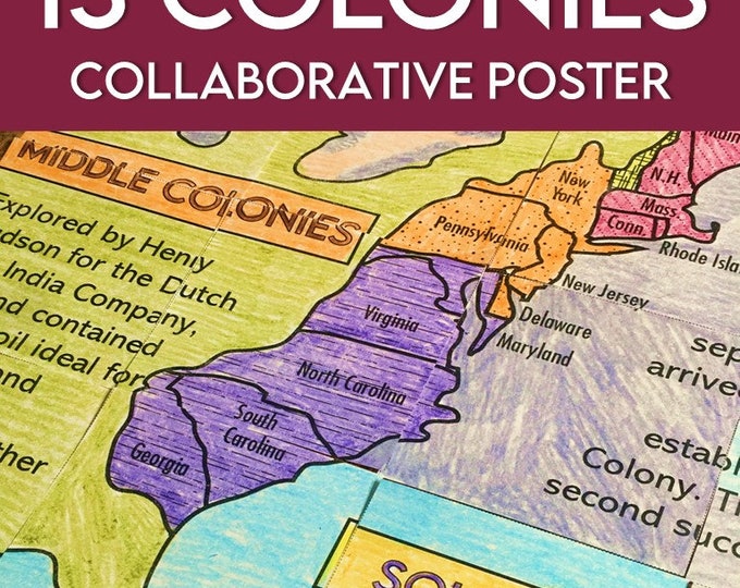 13 Colonies Map Collaborative Poster With Extension Activity, Door ...
