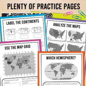 Map Skills Lesson and Practice Activities, Printable Student Booklet ...
