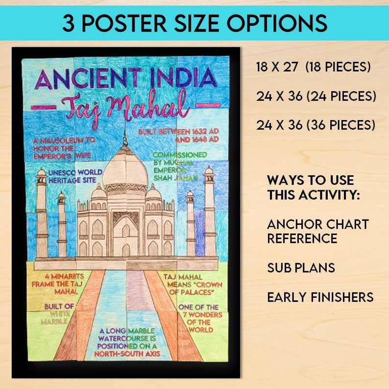 Ancient India Taj Mahal Collaborative Poster Activity With Reading ...