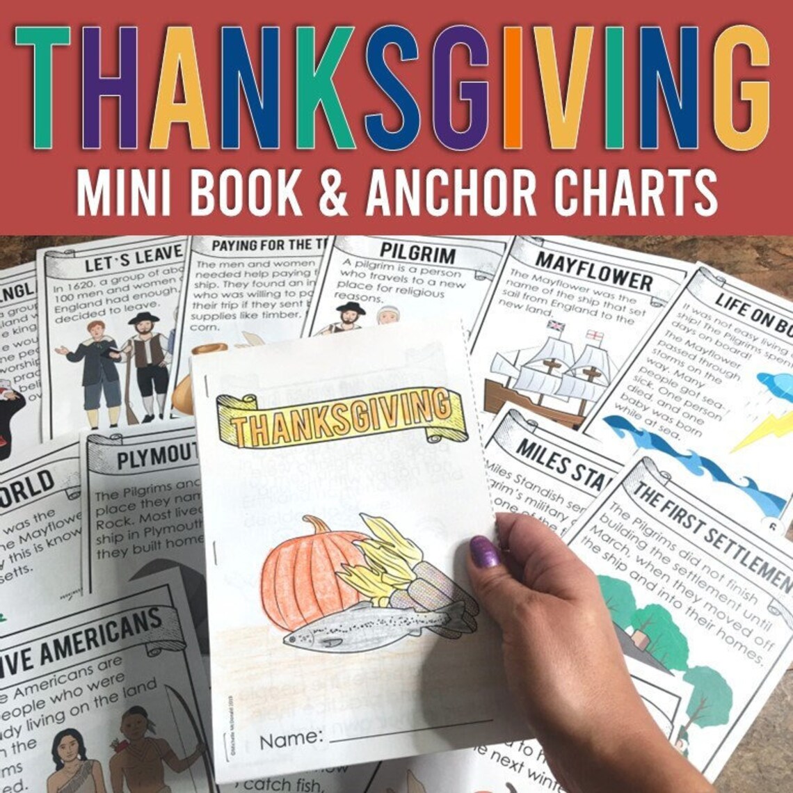 The First Thanksgiving Story Anchor Charts, Printable Posters and Mini ...