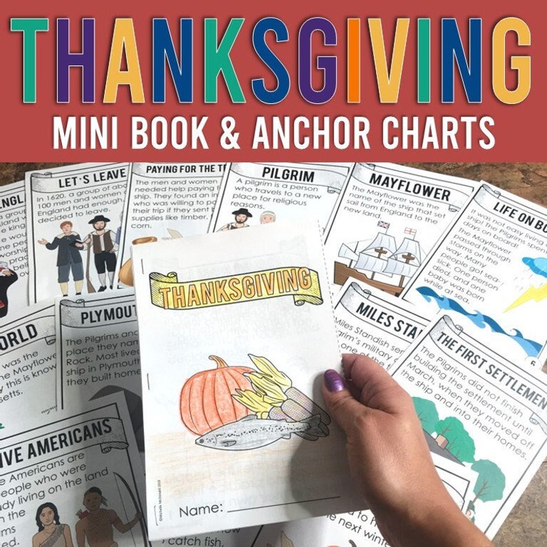 The First Thanksgiving Story Anchor Charts, Printable Posters and Mini ...