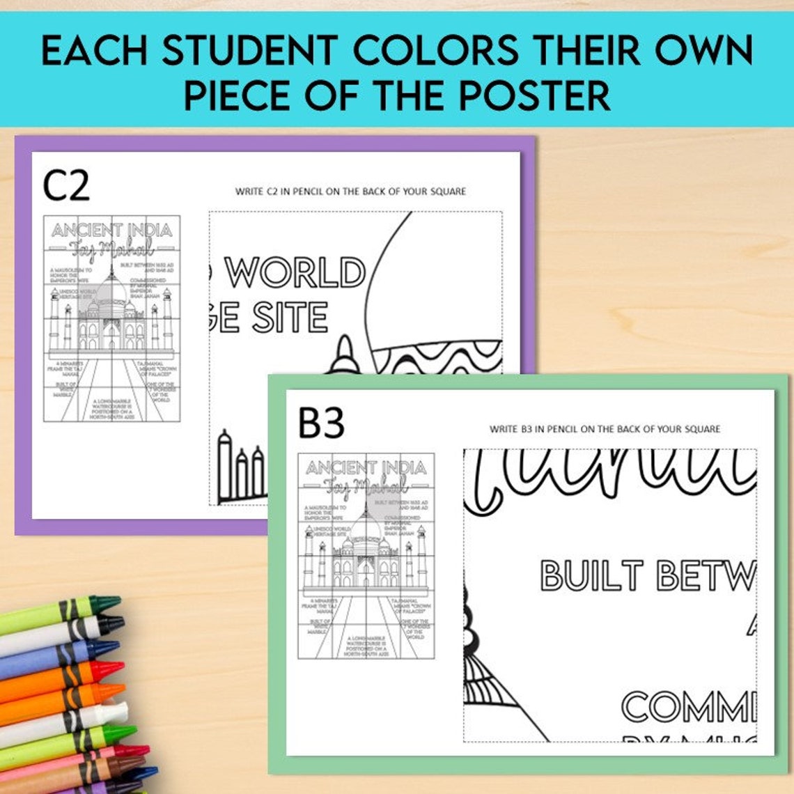 Ancient India Taj Mahal Collaborative Poster Activity With Reading ...
