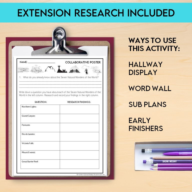 Seven Natural Wonders of the World Collaborative Poster Activity With ...