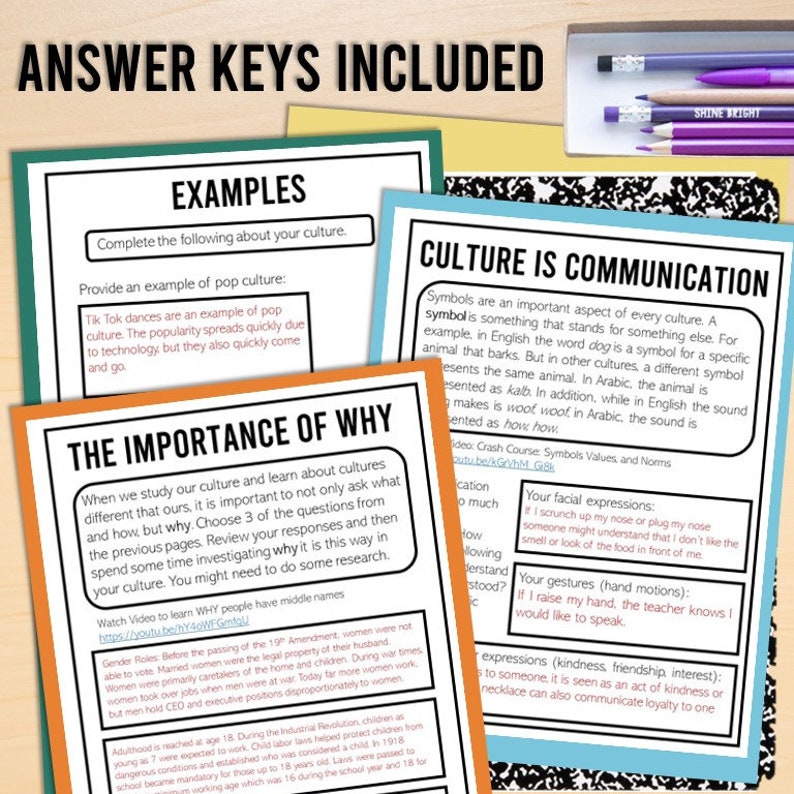 Introduction to Culture Lesson, Activities, Printable Student Booklet ...