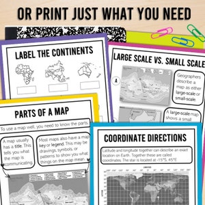 Map Skills Lesson and Practice Activities, Printable Student Booklet ...