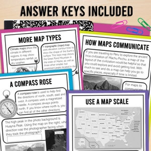 Map Skills Lesson and Practice Activities, Printable Student Booklet ...