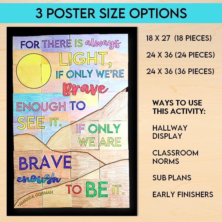 Amanda Gorman, the Hill We Climb Collaborative Poster, Team Building ...