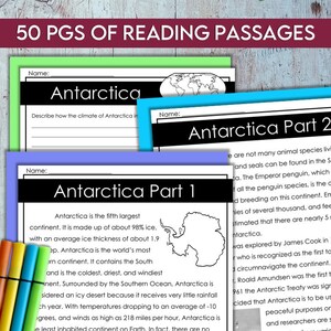 Seven Continents Reading Passages and Comprehension Questions ...