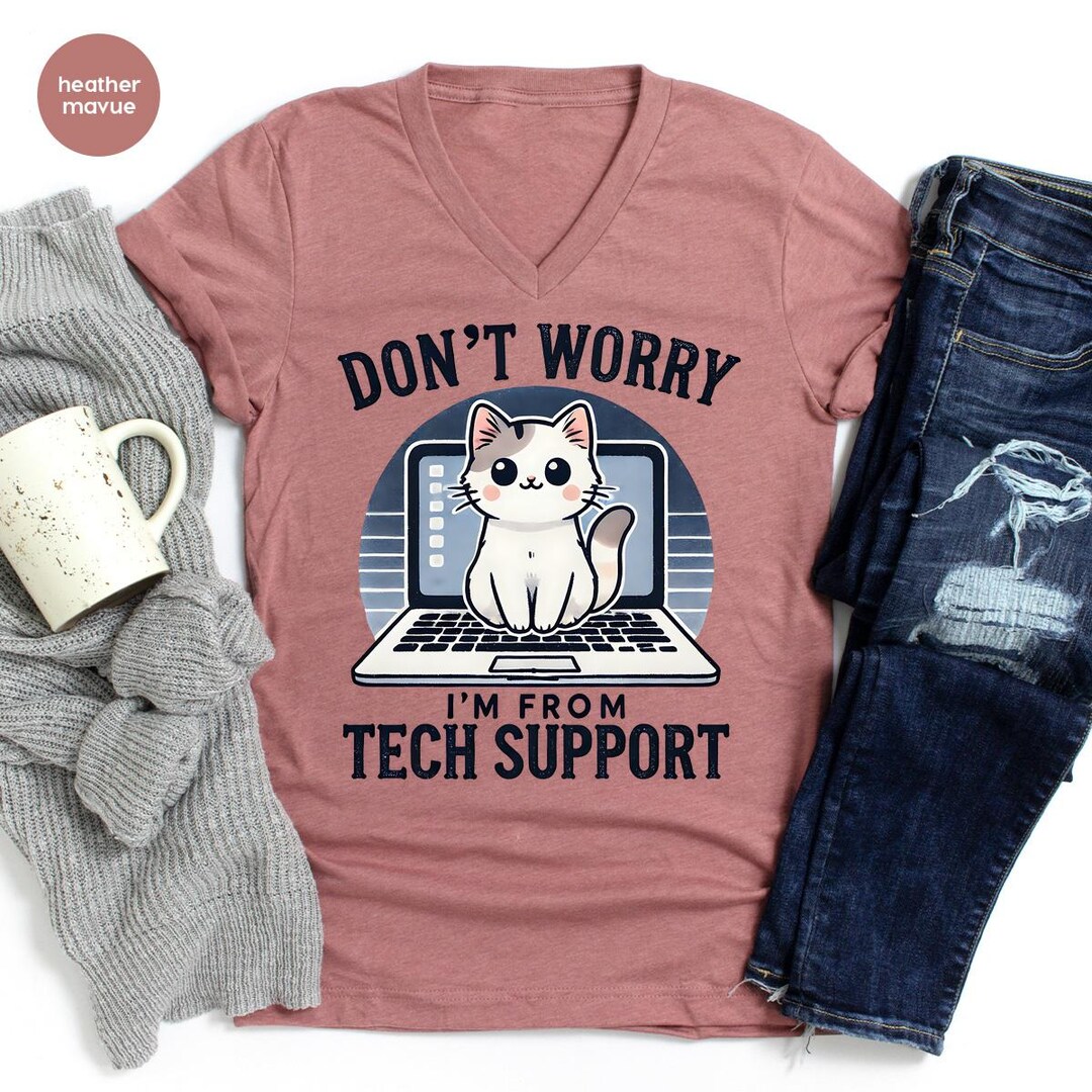 Funny Tech Support Cat T-shirt for Enthusiasts & IT Pros - Etsy