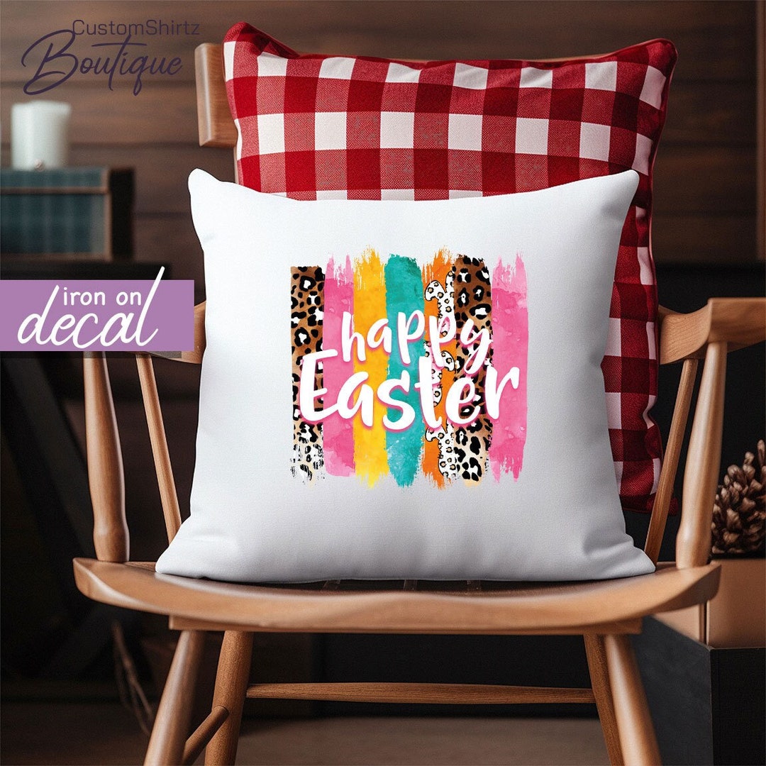 Happy Easter Iron On, Pillow Decal, Bag Easter Iron On, Easter Decal ...