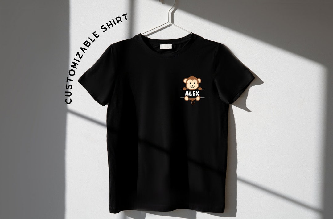 Personalized Monkey Sweatshirt, Cute Monkey T-shirt, Animal Shirt, Kids ...