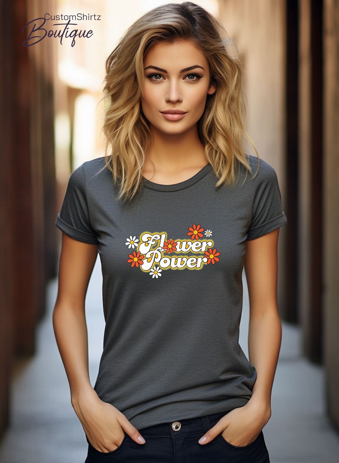 Flower Power Shirt, Retro Font, Flower Child, Flower Power Tshirt ...