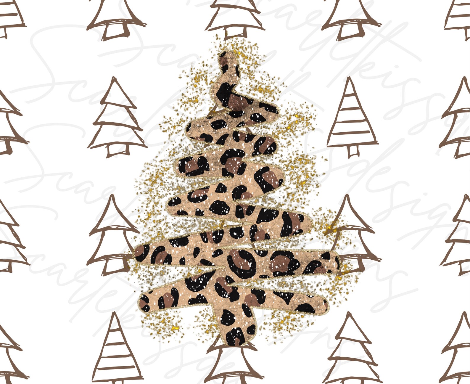 Brown Leopard Print Christmas Tree, Brown Christmas Trees, Christmas ...