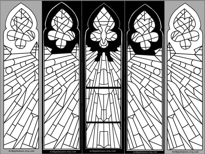 COLORING, Bookmarks to Color, 9 Stained Glass Designs, Multipage ...