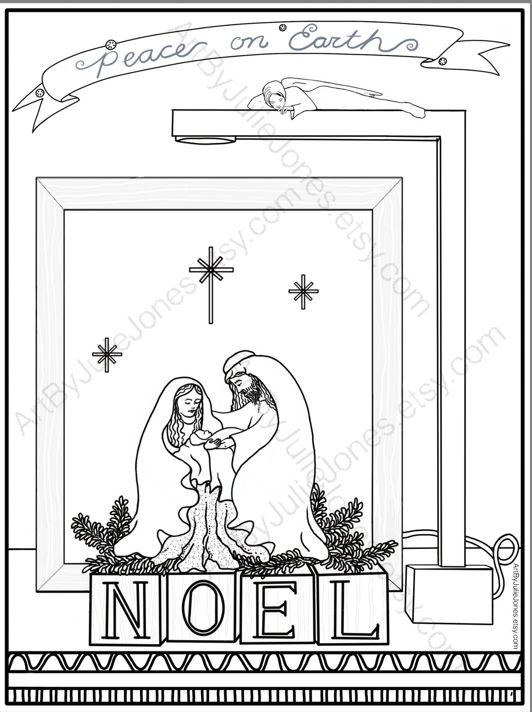 Christian Christmas Coloring Sheets Easy to Print Digital Downloads for ...