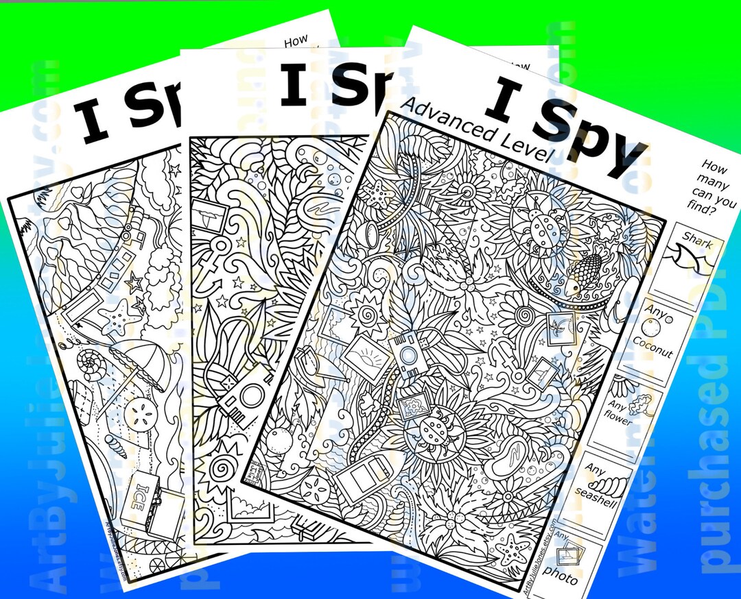 Travel I Spy Activity Pages: Roadtrip Games, Coloring Poster (digital ...