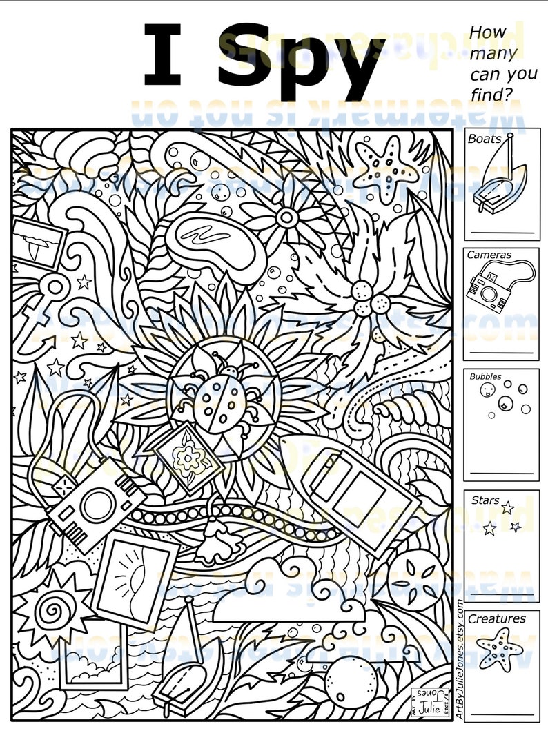 Travel I Spy Activity Pages Roadtrip Games Coloring Poster Digital