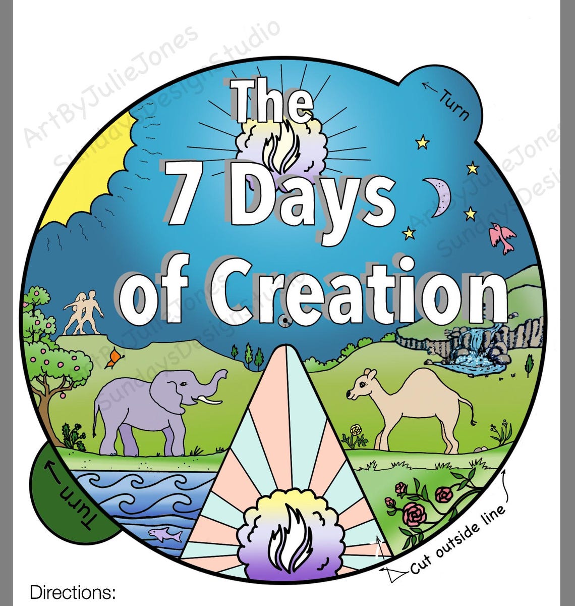 7 Days of Creation Story Wheel: Coloring Activity (4 Pdfs) - Etsy UK