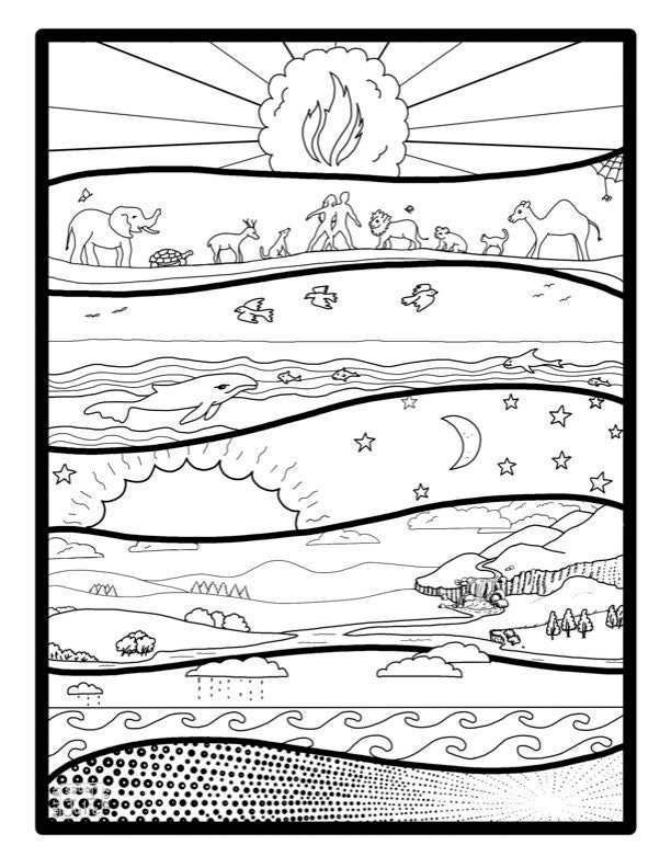 The Seven Days of Creation, POSTER or COLORING PAGE, 7 Days, 6 Days ...