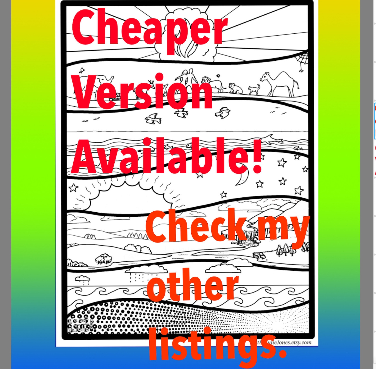 The Seven Days of Creation POSTER or COLORING PAGE, High Resolulution 7 ...