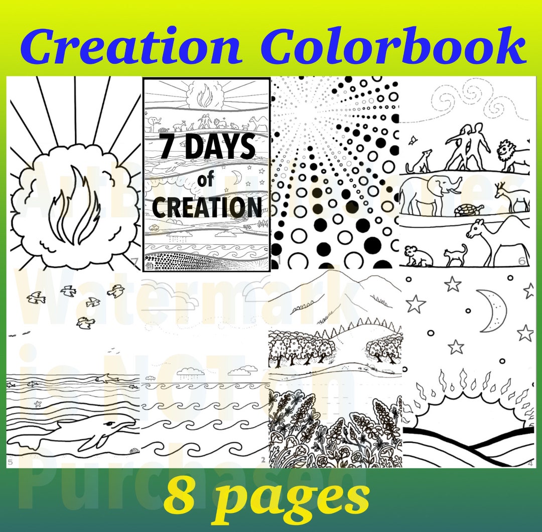7 Days of Creation 8 Pages, Any Language Bible Story Book, Color a ...